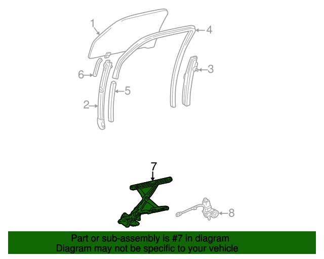 2001-2007 Toyota Window Regulator 69801-0C020 | Toyota Parts Center