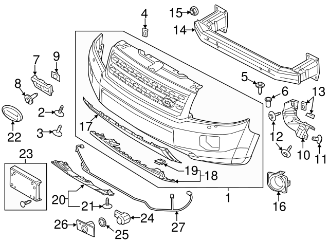 Genuine OEM Bumper Cover Part# LR040840 Fits 2013-2015 Land Rover LR2 ...