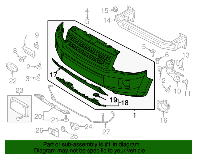 Genuine OEM Bumper Cover Part# LR040840 Fits 2013-2015 Land Rover LR2 ...
