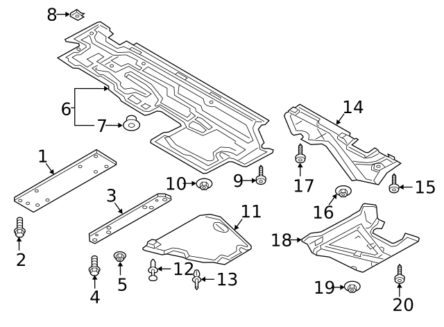 4N0-825-311-E - Floor Pan Splash Shield 2019-2024 Audi ...