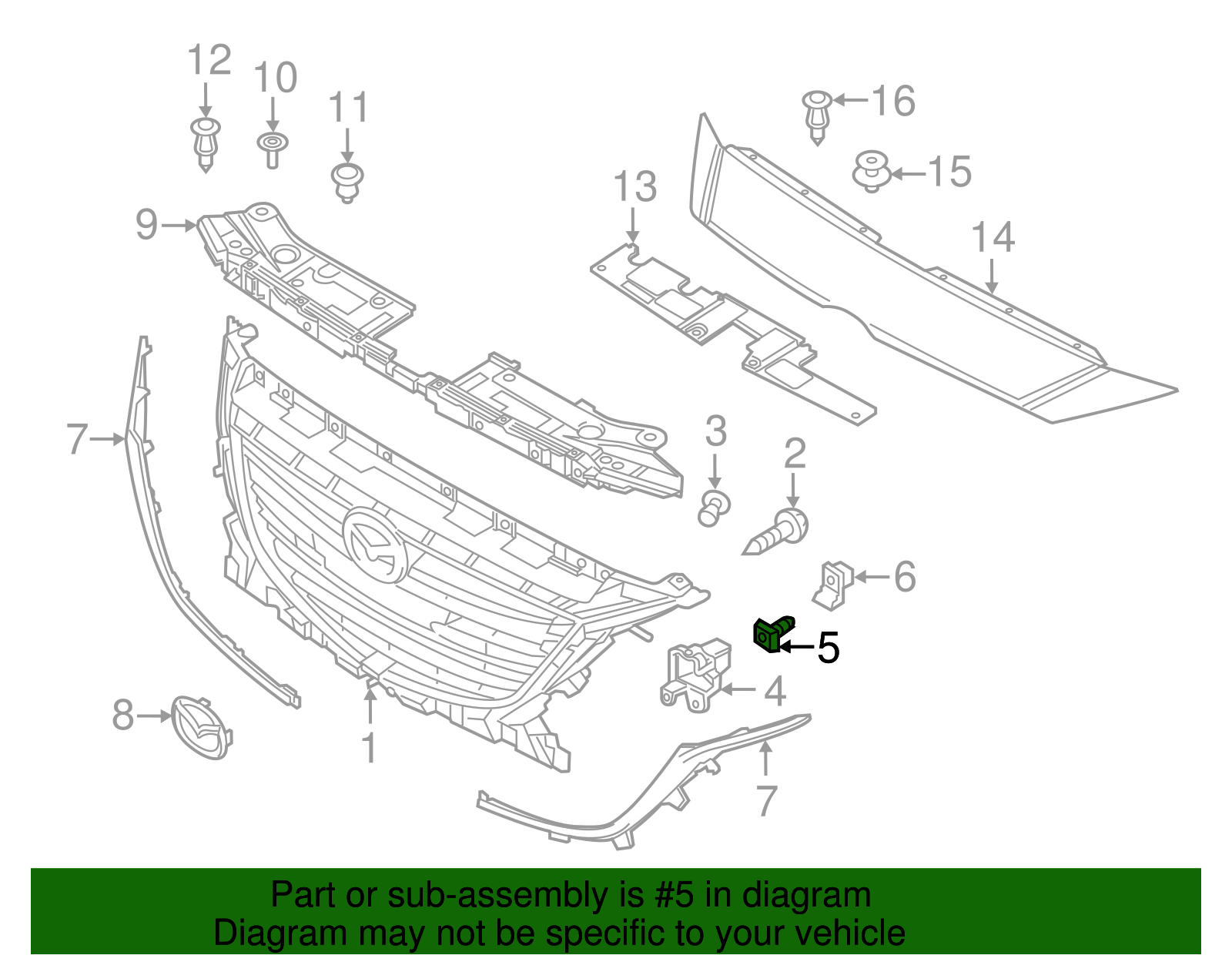 2013-2024 Mazda | Grille Assembly Pin | KD45-50-1K5A | Mazda Online Parts