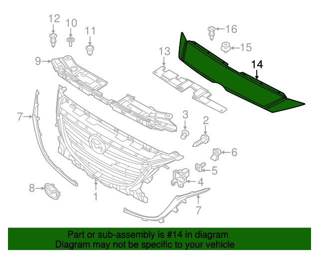 2014-2016 Mazda 3 OEM NEW 2014-16 Mazda 3 Grille Molding Cover Front ...