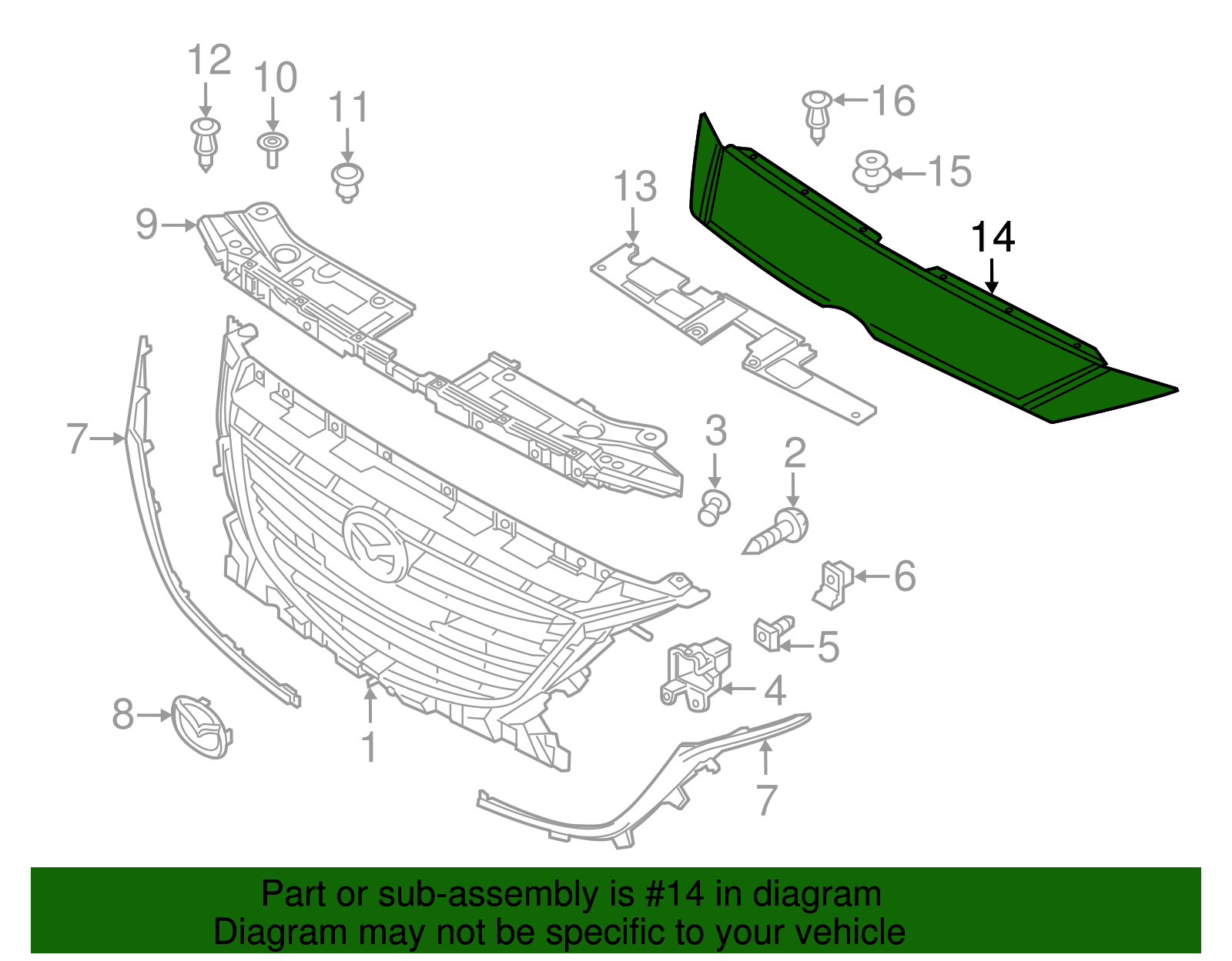 BJS7-50-033-27 - Grille Cover 2014-2016 Mazda 3 | Florida Mazda Parts