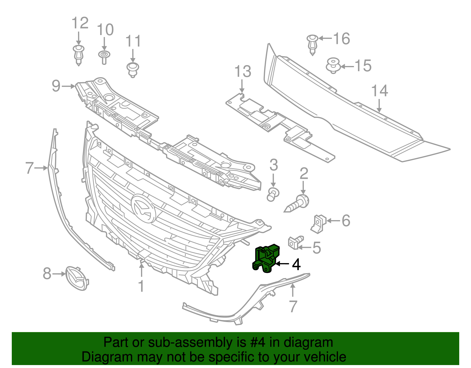 2014-2016 Mazda 3 Grille Support Bracket BJS7-50-163 | RealMazdaParts.com
