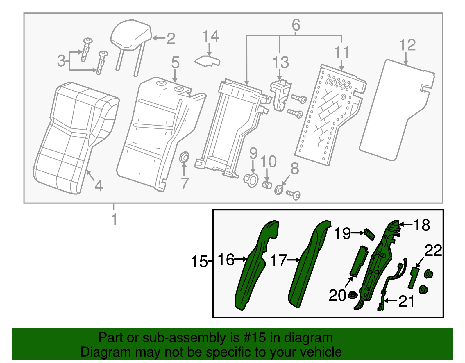 23436029 - Light Neutral Rear Driver Side Seat Back Bolster 2015-2018 ...