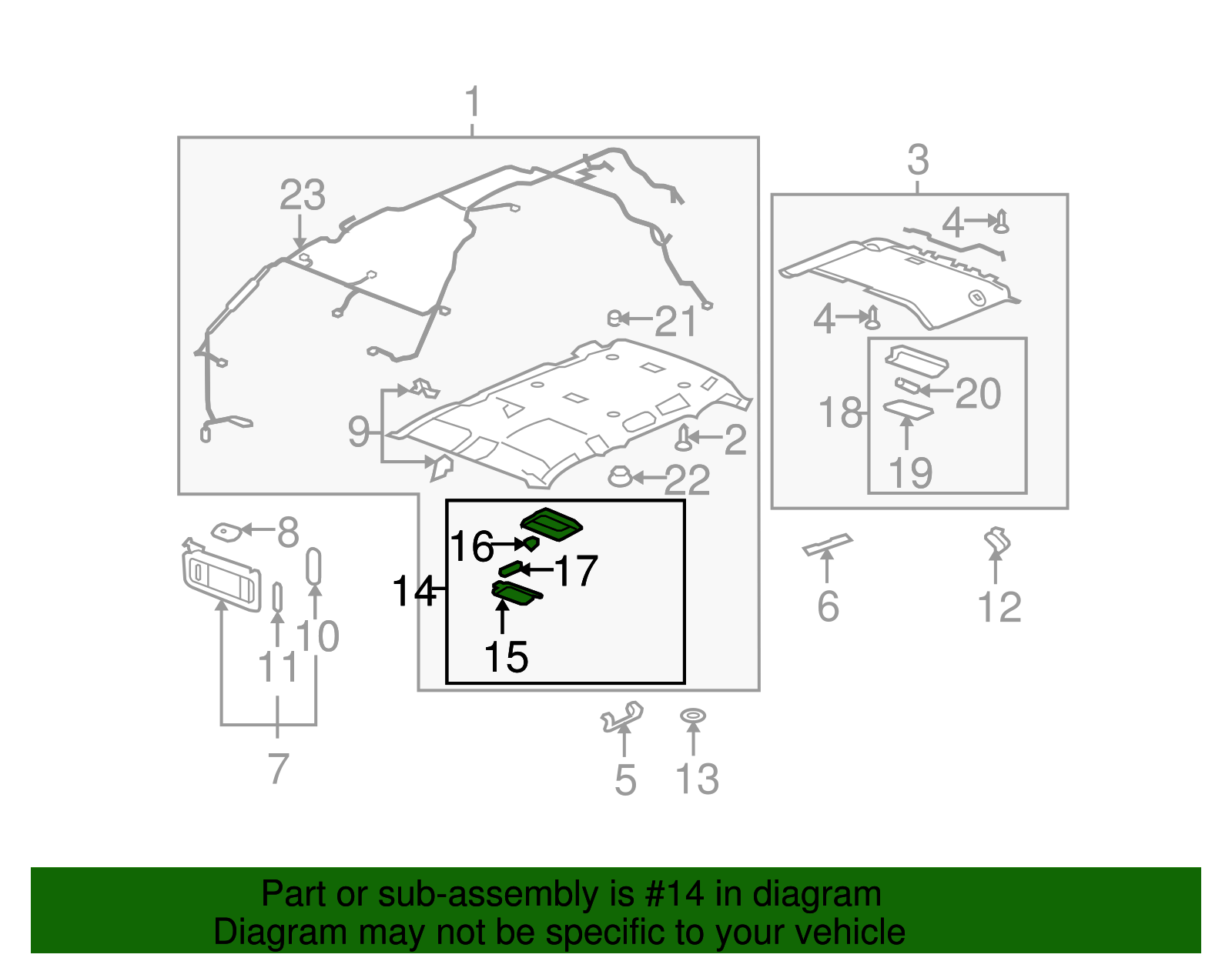 15940146 - Light Opel Gray Dome and Reading Lamp - 2007-2014 GM | OEM ...