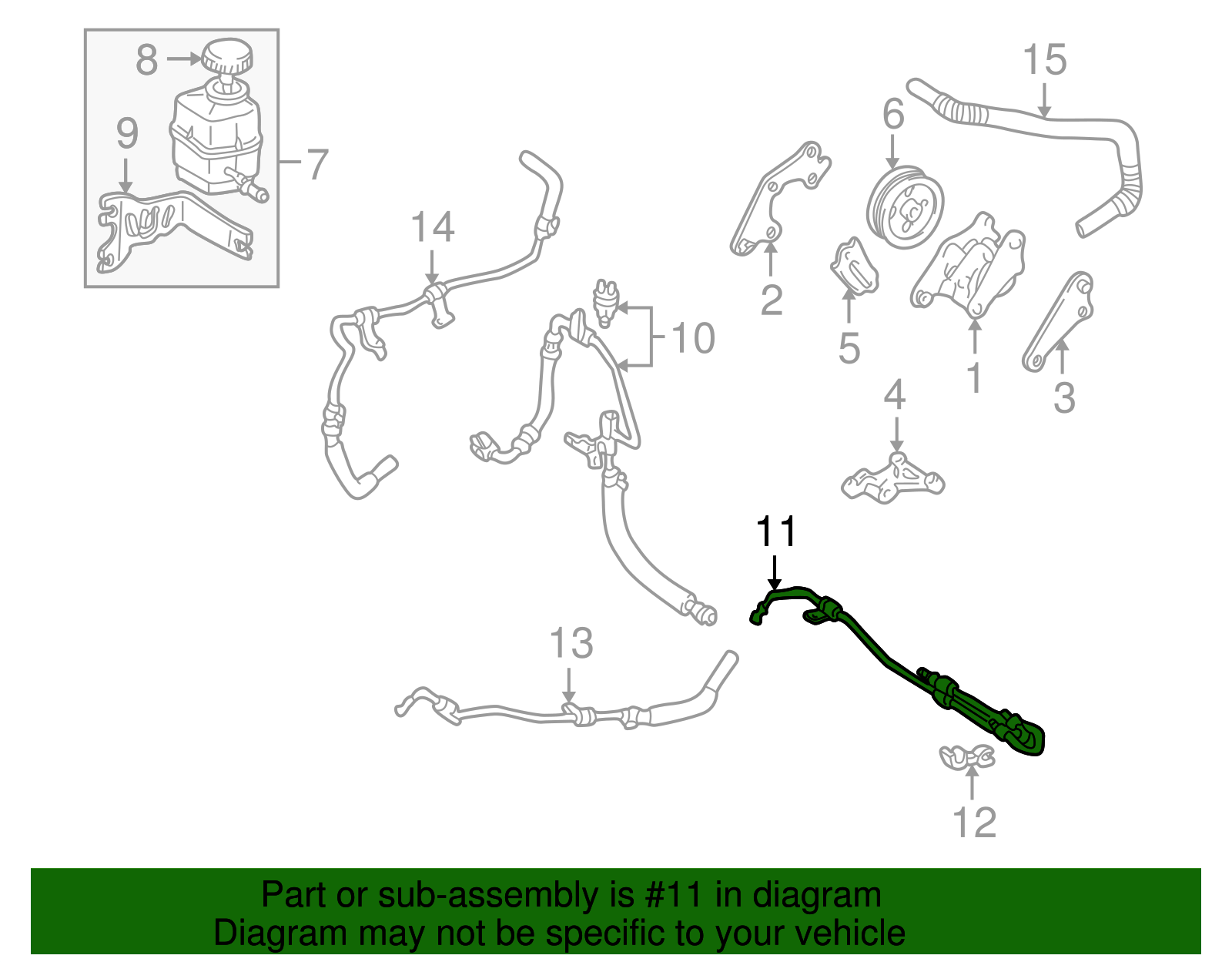 Genuine Toyota Power Steering Pressure Hose part# 44410-07030 for 2000 ...