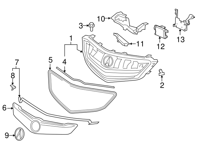 2015-2017 Acura TLX Grille 75111-TZ3-A01 | Acura Parts World