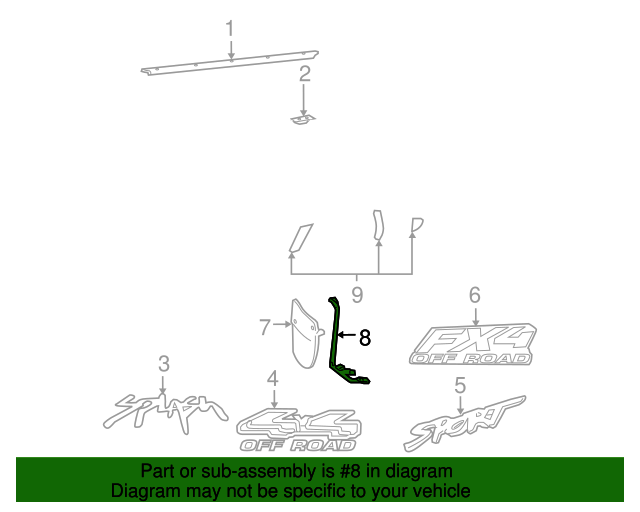 1998-2005 Ford Ranger Splash Guard Bracket 1L5Z-16L554-EAB | QuirkParts