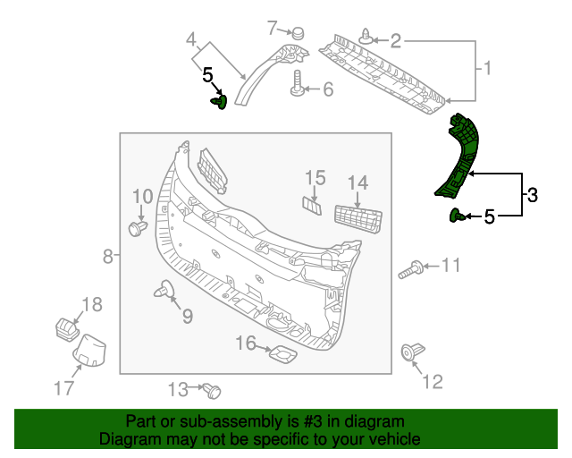 81740-D3000-TRY - Liftgate Trim 2016-2021 Hyundai Tucson ...