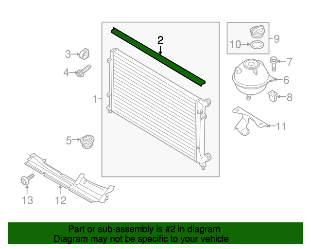 2006-2015 Audi Radiator Upper Seal 1K0-121-345-C | Audi USA Parts
