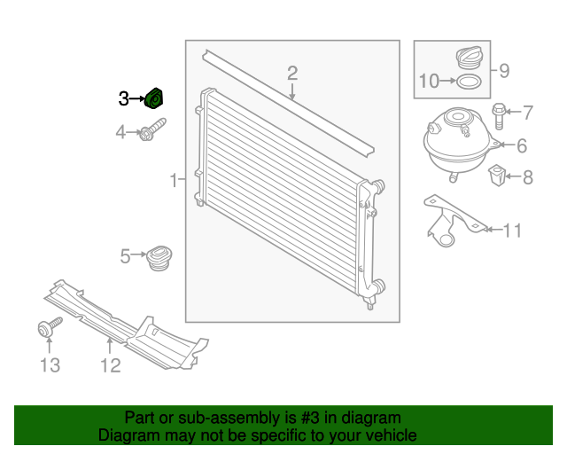 1K0-121-367-P - Inter-Cooler Upper Bracket 2006-2015 Audi | Audi OEM Parts