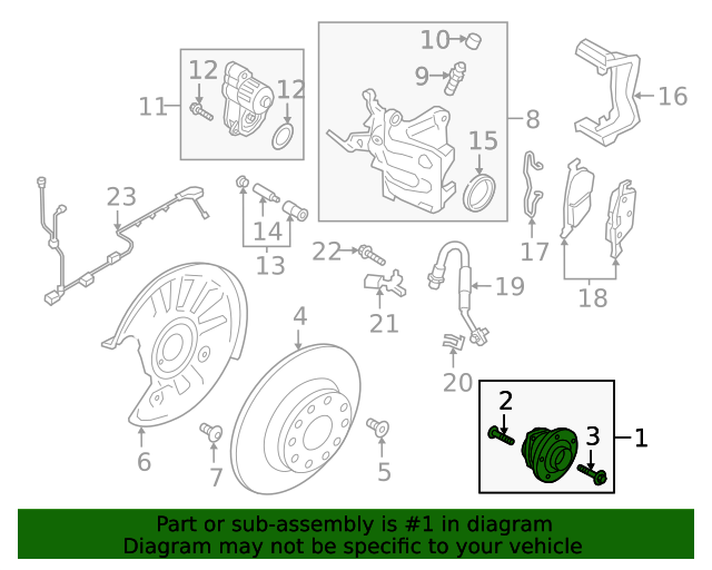 2021-2023 Audi Wheel Bearing and Hub Assembly 5WA-407-621-A ...