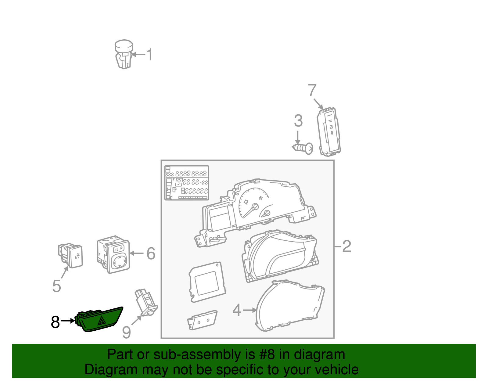 2012-2015 Scion iQ Hazard Switch 84332-74011 | Toyota Parts Center