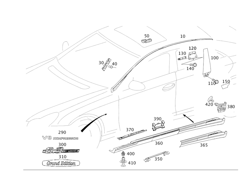 219-690-01-87 - Trim Molding 2006-2011 Mercedes-Benz | Mercedes-Benz ...
