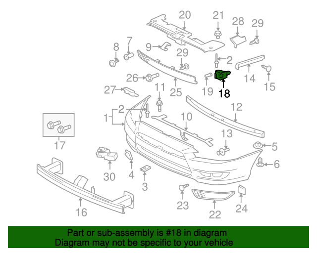 6400A851 - Bumper Bracket 2008-2017 Mitsubishi Lancer | Mitsubishi ...