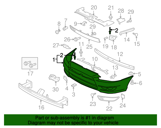 6400D172 - Bumper Cover 2008-2015 Mitsubishi Lancer | Mitsubishi Direct ...