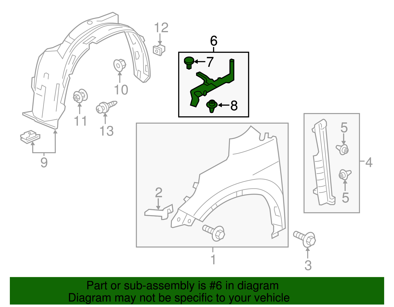 74207-T0A-A00 - 2012-2016 Honda CR-V - Garnish L Front Fender | Honda ...