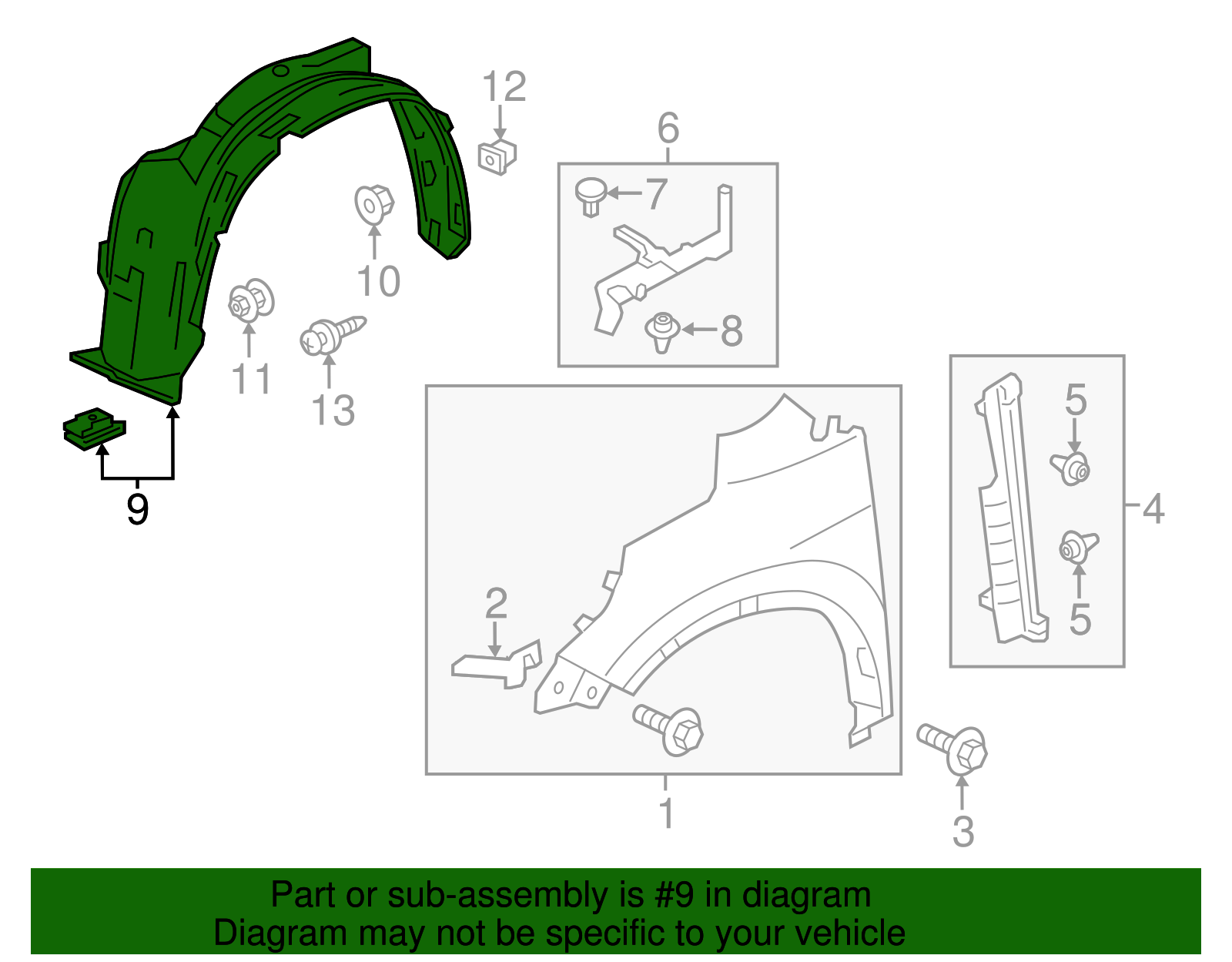 74150-T0A-A00 - Fender Assembly L Front (Inner) - 2012-2016 Honda CR-V ...