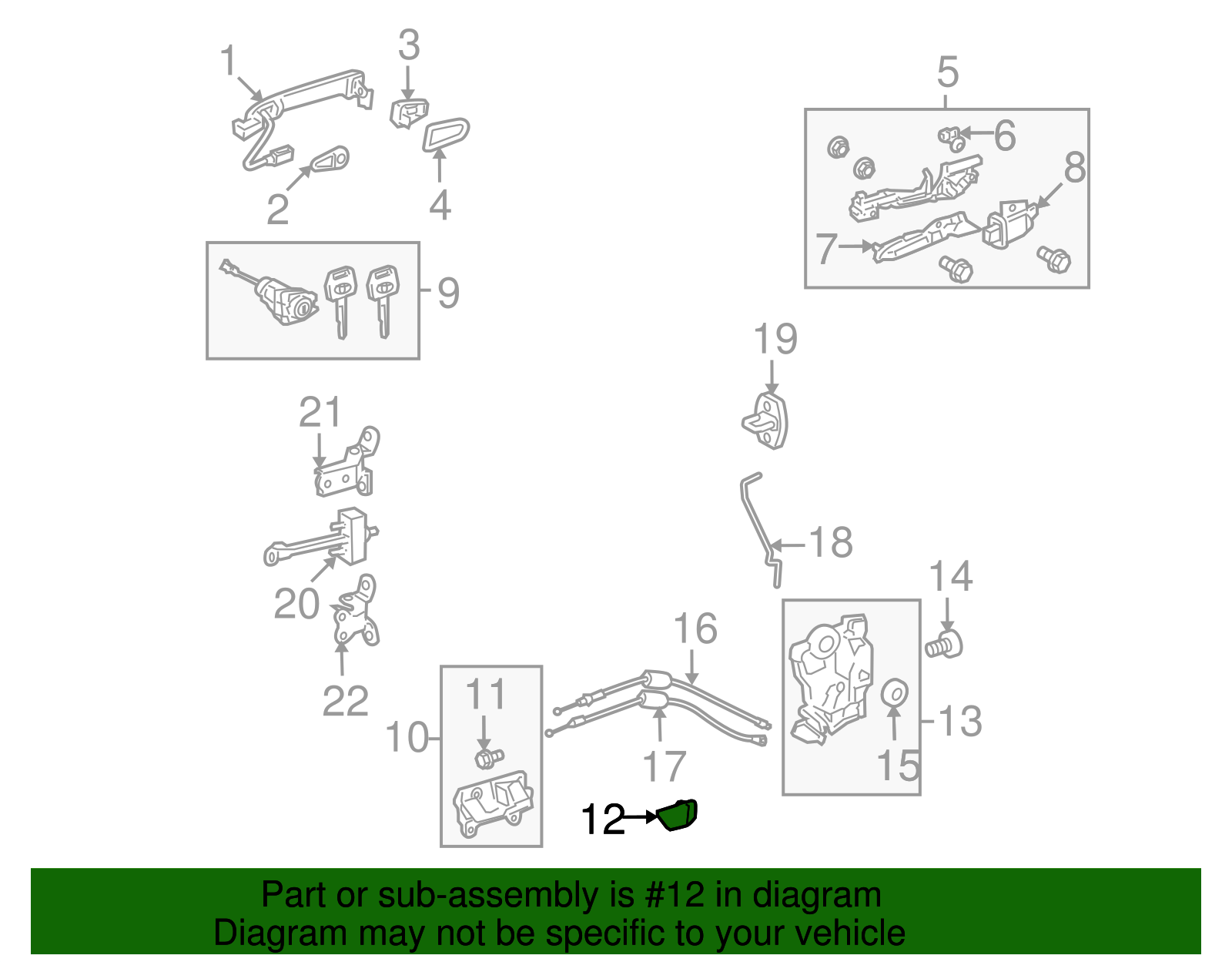69284-20010-C0 - Handle, Inside Plug 2008-2013 Toyota Highlander ...