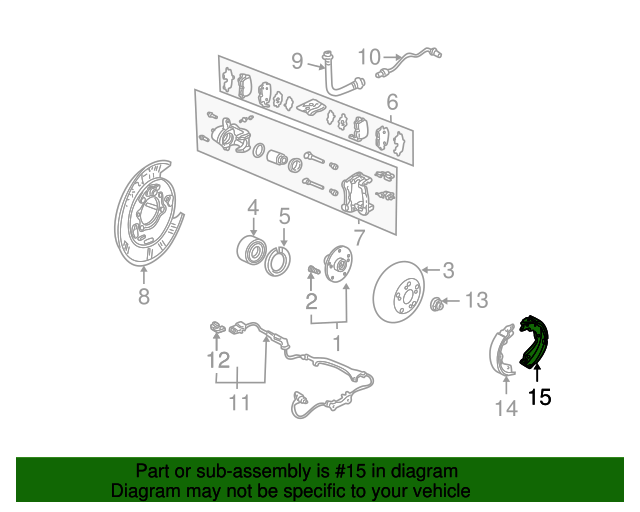 43154-S9V-A01 - Shoe B, R Parking Brake - 2003-2004 Honda Pilot ...