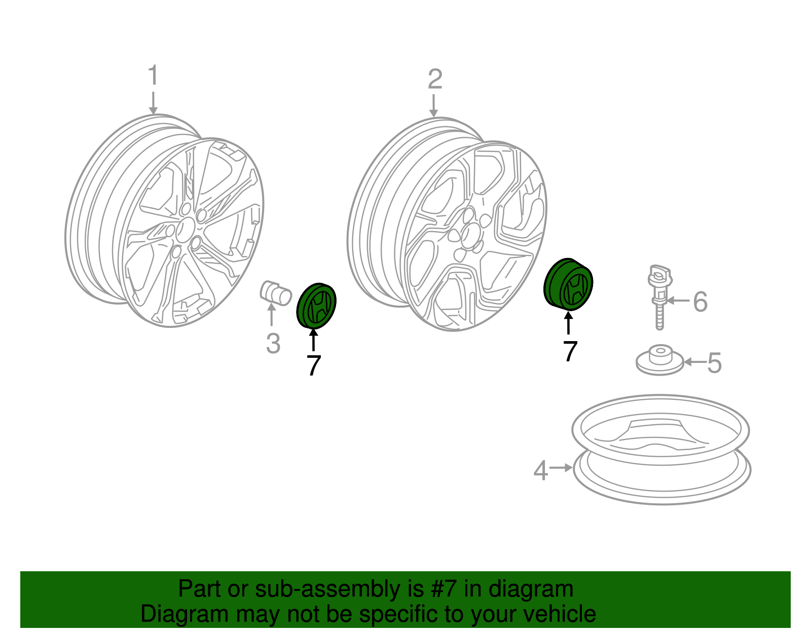 44732-TLA-A01 - Cap Assembly Aluminum Wheel Center - 2020-2021 Honda ...