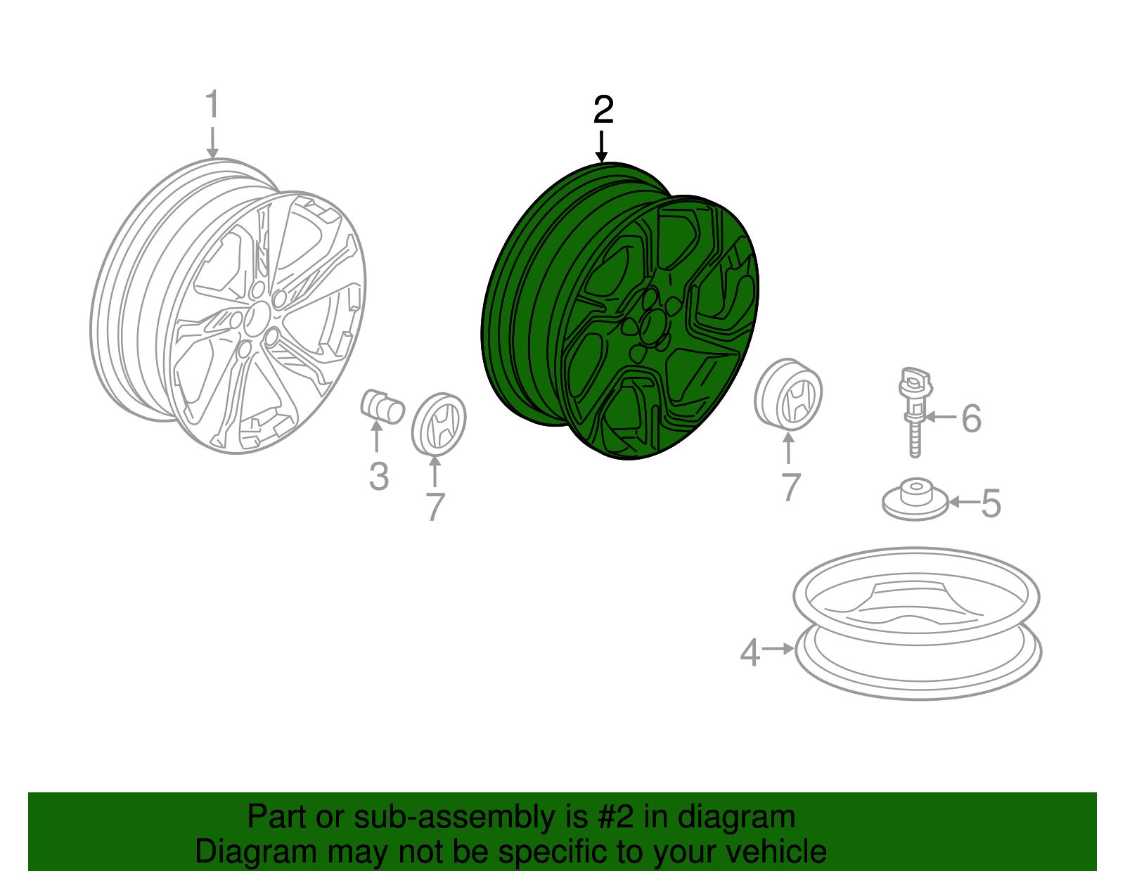 42700-TLA-L87 - 2017-2019 Honda CR-V - Disk Aluminum Wheel (18X7 1/2J ...