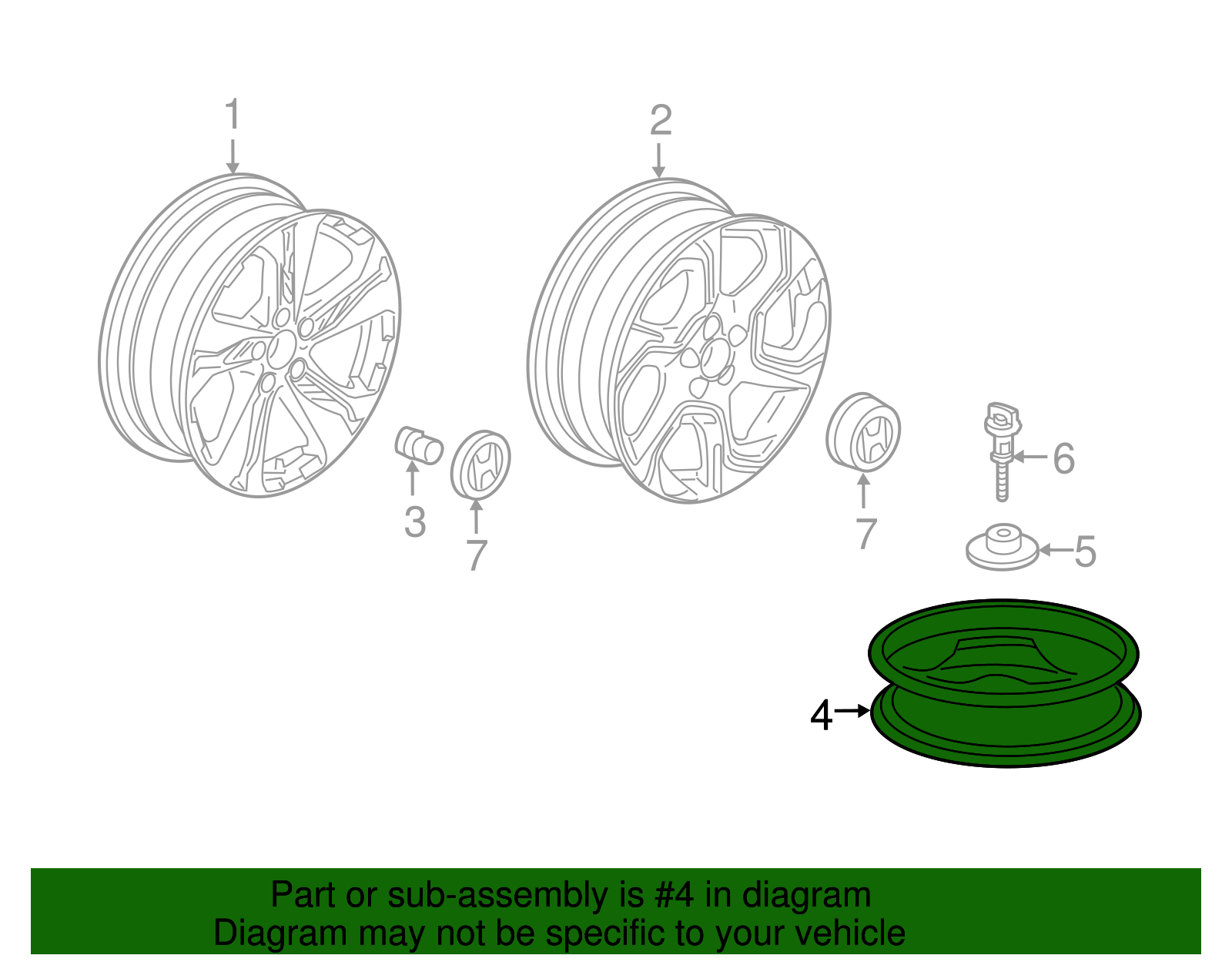 42700-TLA-A53 - 2017-2025 Honda CR-V - Disk Wheel (17X4T) (Cmwa)(Black ...