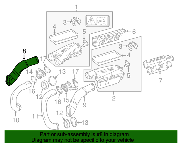 278-090-22-82 - Engine Air Intake Hose 2013-2020 Mercedes-Benz ...