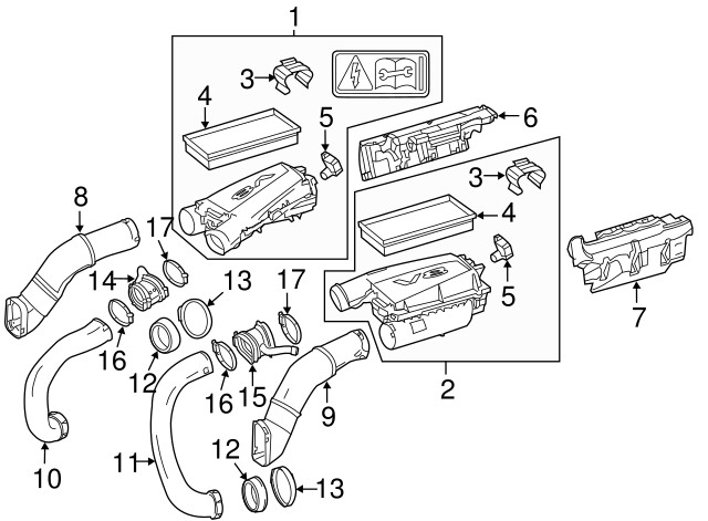 278-090-22-82 - Engine Air Intake Hose 2013-2020 Mercedes-Benz ...