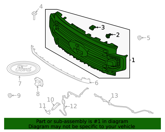 2020 Ford Grille Assembly LC3Z-8200-FA | TascaParts.com
