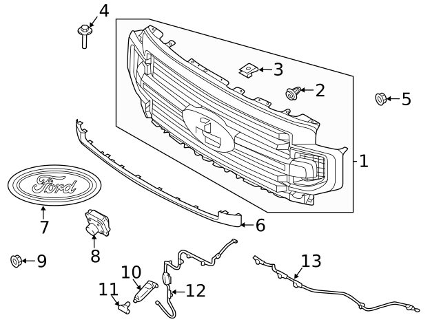 LC3Z-8200-FA - Grille Assembly 2020-2022 Ford | Ford Parts Direct