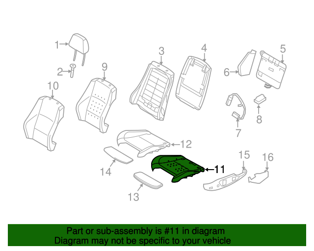 52107344905 - 2014-2021 BMW Seat Cushion Pad (52-10-7-344-905) | BMW of ...
