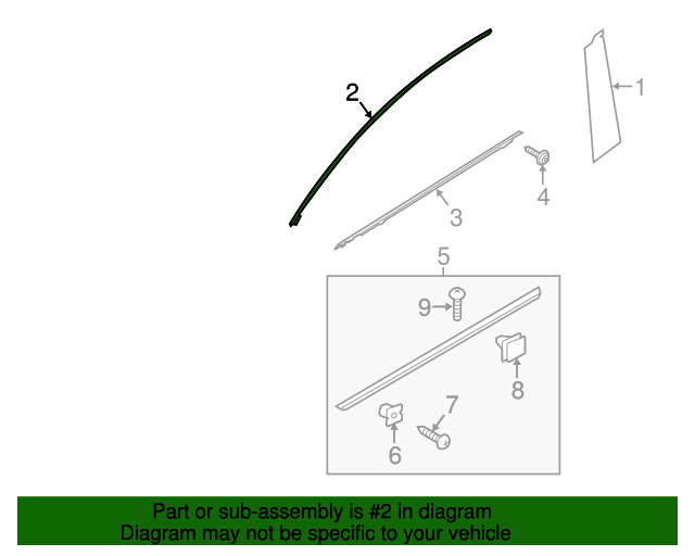82860-3R000 - Upper Molding - 2014-2016 Kia Cadenza | Kia Auto Parts