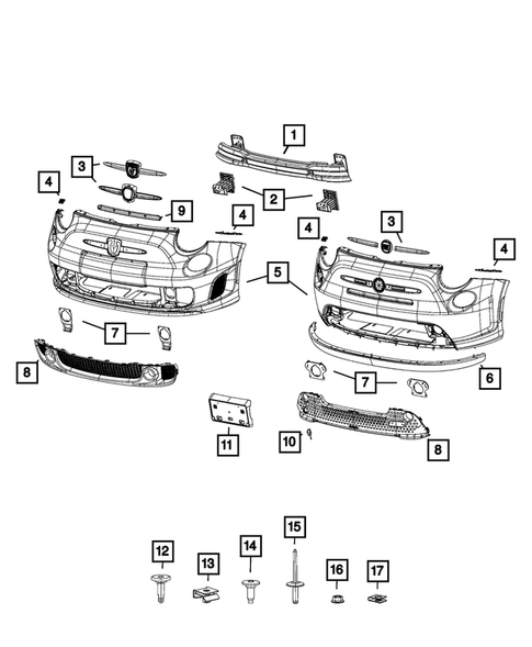 Front Bumper and Fascia for 2019 Fiat 500 | Mopar eStore