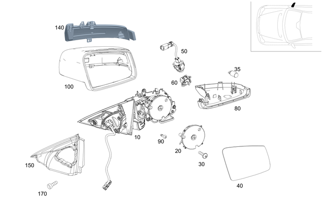 212-810-66-00 - Mirror Assembly - Right, Front Right 2010-2016 Mercedes ...