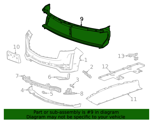 2021-2024 Cadillac Front Bumper Fascia Upper Stiffener 84716487 GM ...