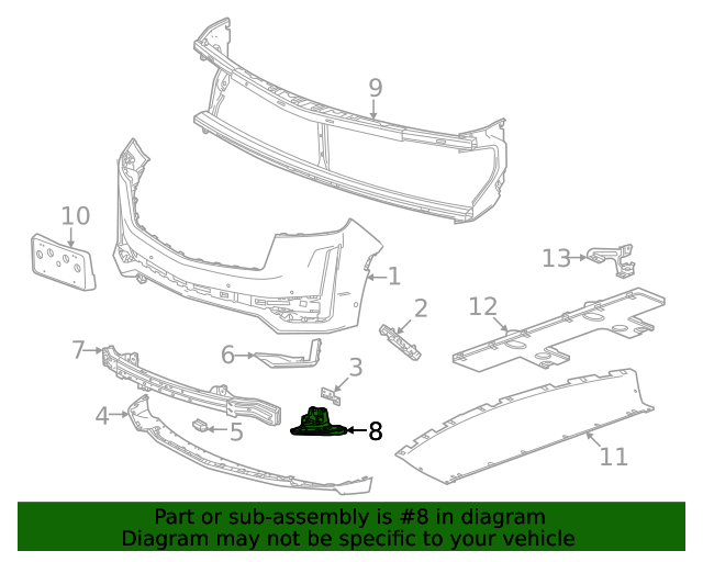 2021-2022 Cadillac Front Driver Side Bumper Fascia Lower Reinforcement ...
