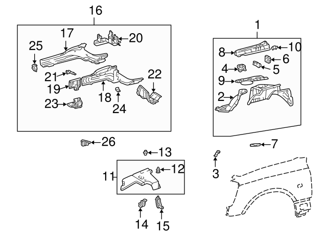 2001-2006 Lexus LS430 Fender Rail 53732-50040 | AutoNationParts.com