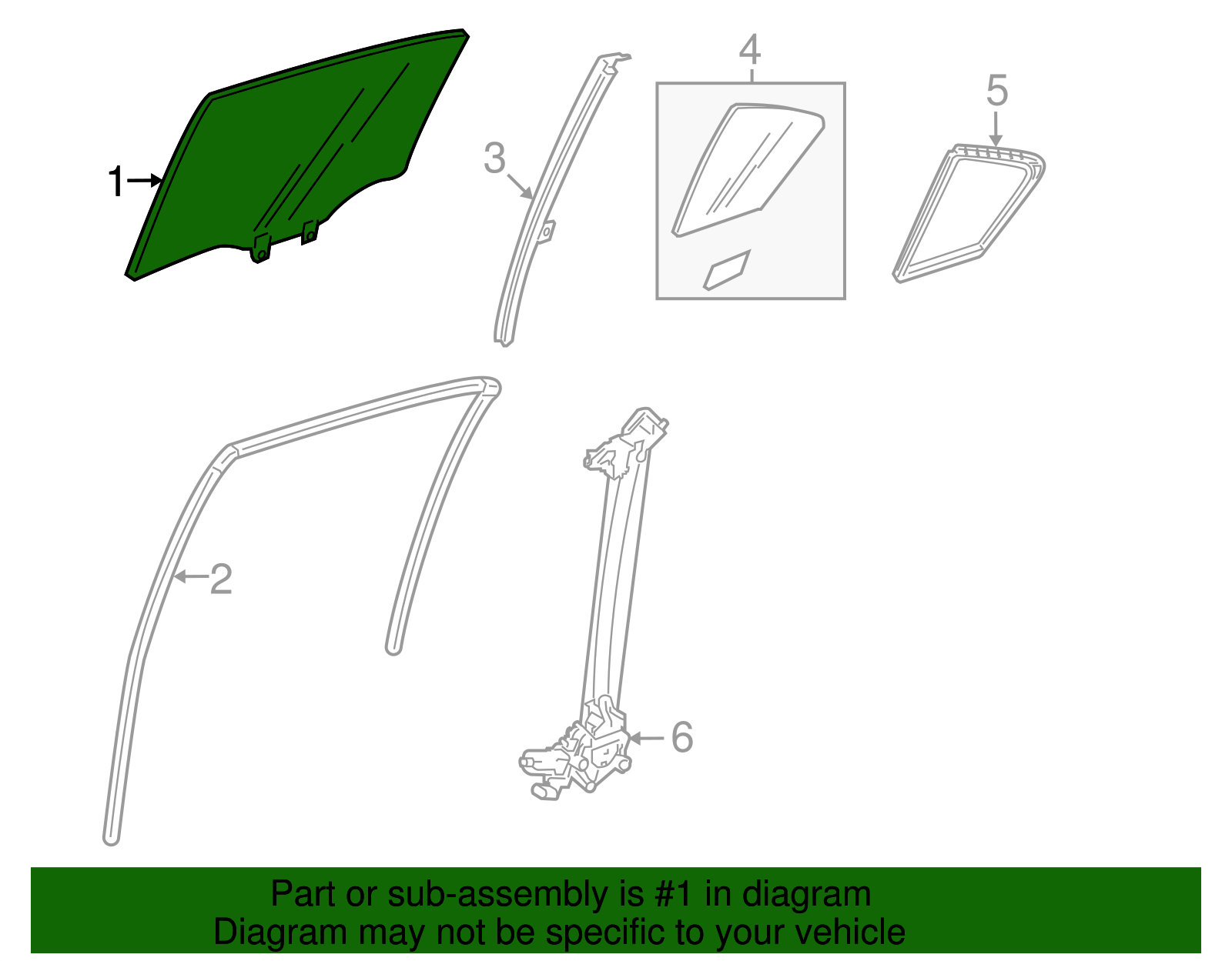 73450-T2F-A00 - 2013-2017 Honda Accord - Glass Assembly L Rear Door ...