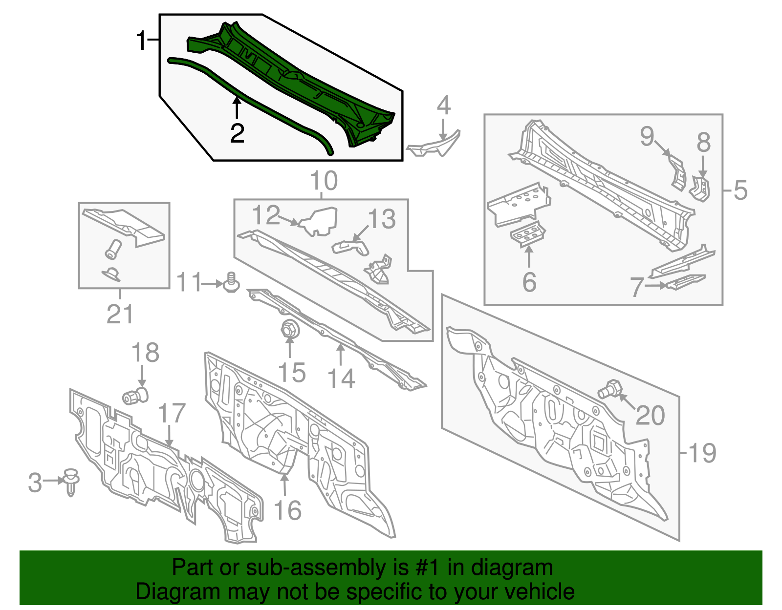 Genuine Toyota Cowl Grille part# 55708-0C061 for 2014-2021 Toyota ...