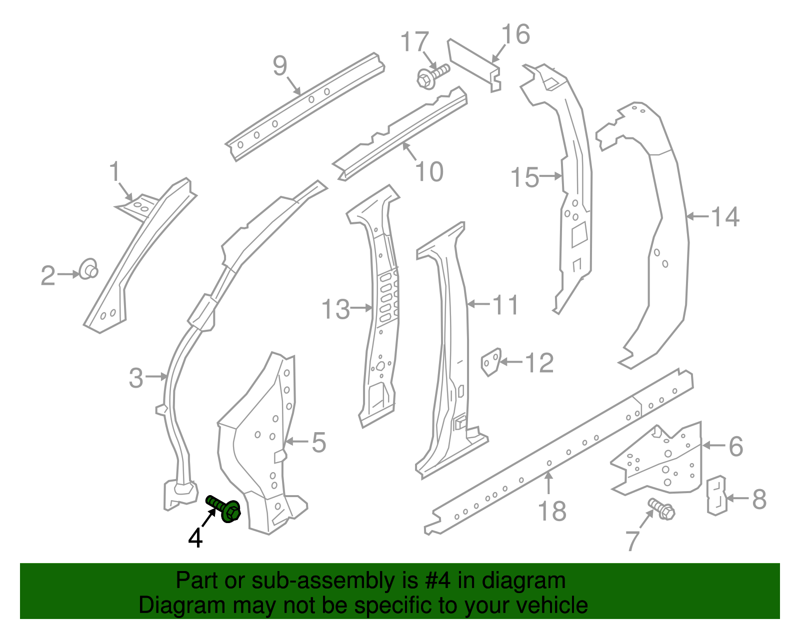 01121-N8051 - Roof Luggage Carrier Side Rail Bolt 2013-2024 Nissan ...