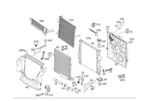 Radiator, Mounting, and Covering for 2011 Mercedes-Benz ML 550 ...