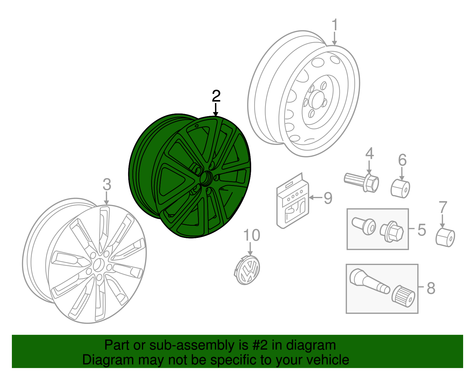 2015-2017 Volkswagen Jetta Wheel, Alloy 5K0-601-025-P-88Z | Retail ...