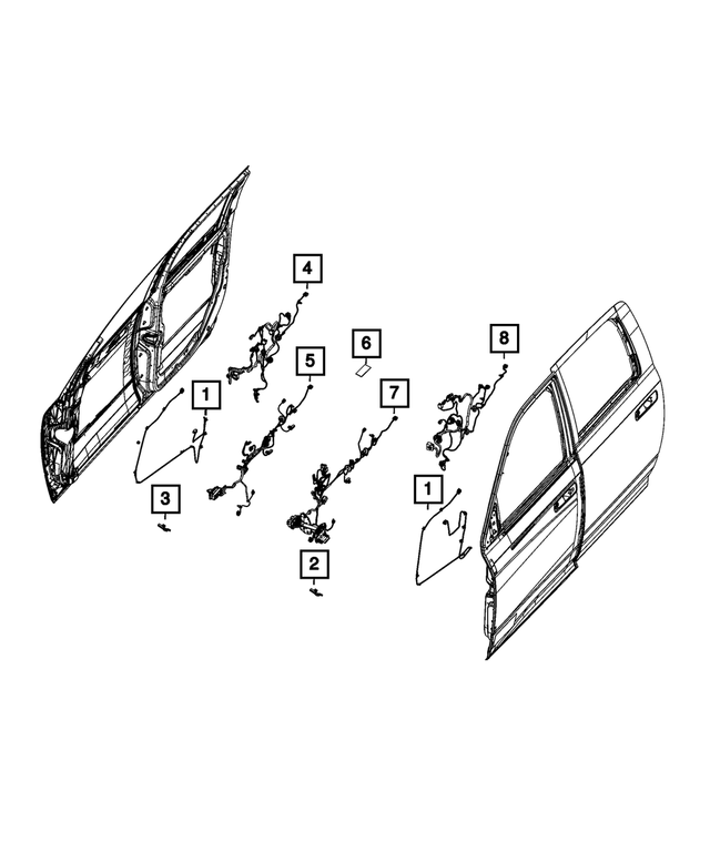 2019-2022 Ram Rear Door Wiring, Left 68365985AD | Mopar Estores