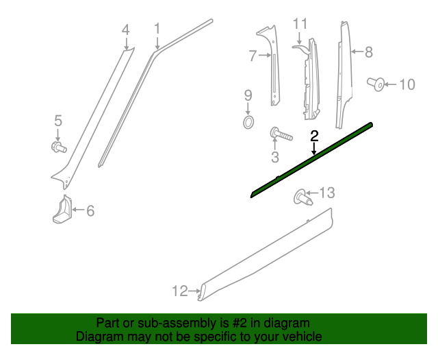 LR076061 - Door Belt Molding 2014-2022 Land Rover Range Rover Sport ...