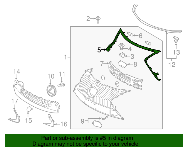 53121-24020 - Grille Surround 2015-2018 Lexus | Lexus Parts Outlet