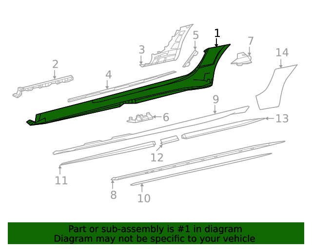 190-698-03-54-9999 - Rocker Molding 2016-2019 Mercedes-Benz | Mercedes ...