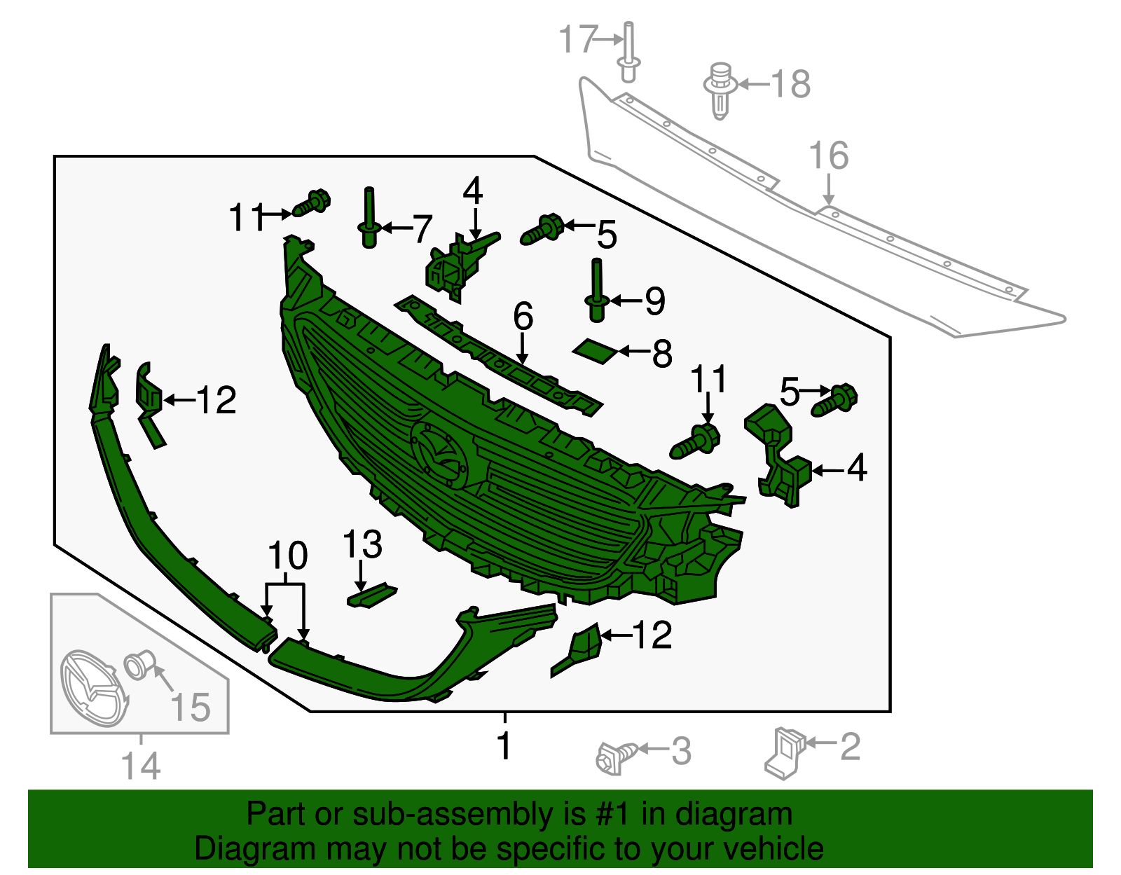 TK48-50-710G - Grille Assembly - 2016-2019 Mazda CX-9 | Mazda Swag
