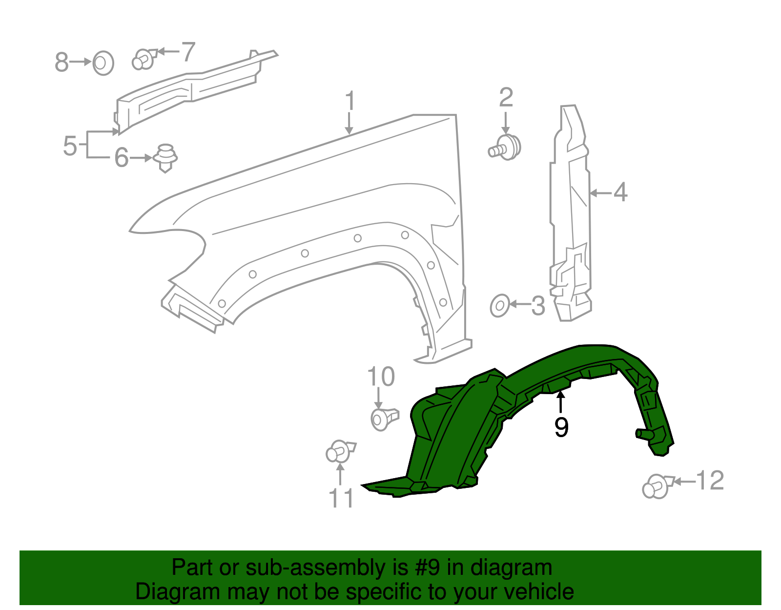 2016-2023 Toyota Tacoma Fender Liner - DRIVERS SIDE 53876-04080 ...